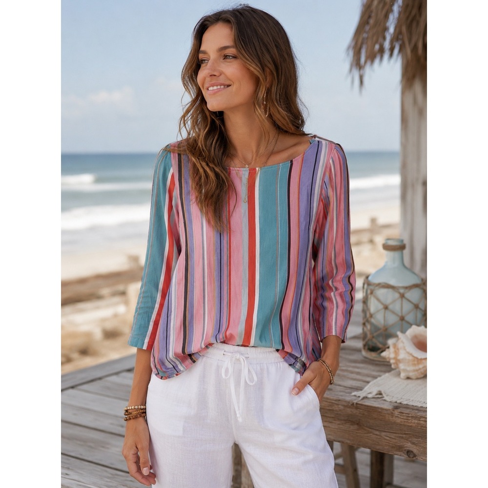 Maeve | Tops | Maeve Anthropologie Multi Color Vertical Stripe Boat ...